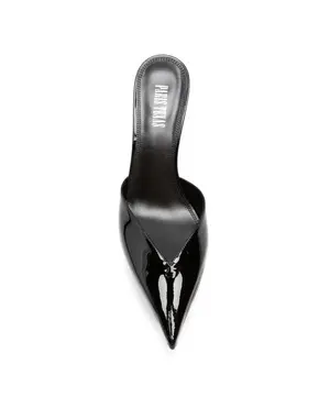 Paris Texas Patent Leather Pointed Toe Mules - Black