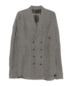 ZIGGY CHEN Prince Of Wales Double-breasted Jacket - Grey