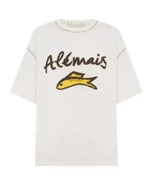 ALEMAIS Crewneck T-shirt With Fish Motif - White