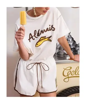 ALEMAIS Crewneck T-shirt With Fish Motif - White