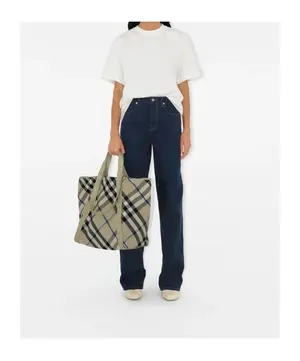 Burberry Festival Checked Top Handle Bag - Moss Color