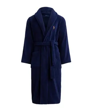 Polo Ralph Lauren Embroidered Logo Belted Dressing Gown - Navy