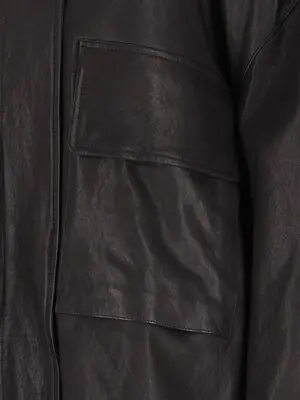 Emporio Armani Leather Jacket With High Neck And Flap Pockets