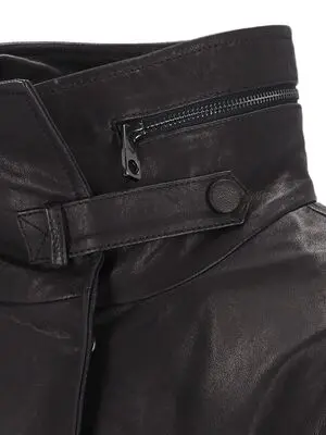 Emporio Armani Leather Jacket With High Neck And Flap Pockets