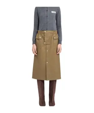 MAISON MARGIELA Drawstring Coated Cotton Midi Skirt - Khaki