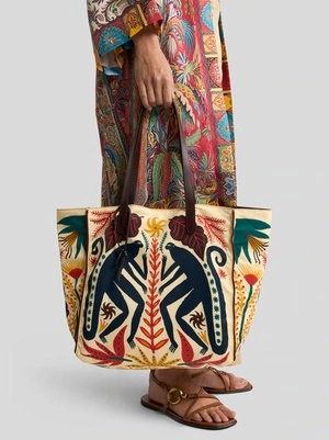 Etro Tabby Booth Nylon Unfold Me Bag With Print - Cream