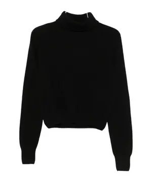 BASERANGE High-neck Ribbed Sweater - Black