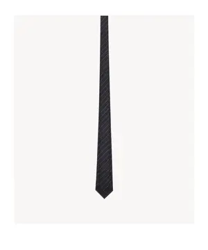 Saint Laurent Striped Logo Patch Tie