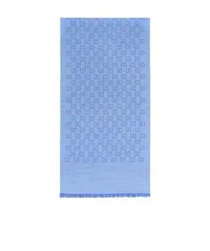 Gucci Double-sided Woven Wool Scarf - Blue