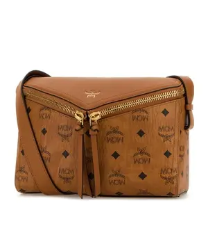 Mcm Logo Printed Small Diamant 3d Crossbody Bag