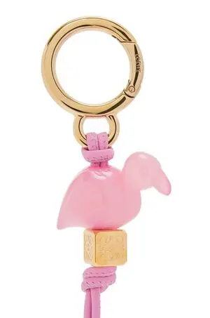 Loewe Flamingo Charm In Acetate And Classic Calfskin