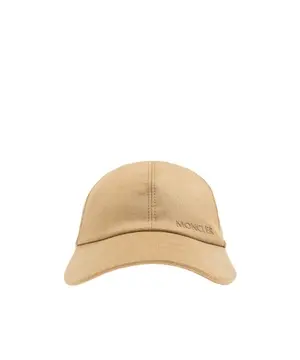 Moncler Logo Embroidered Curved Peak Cap - Nude