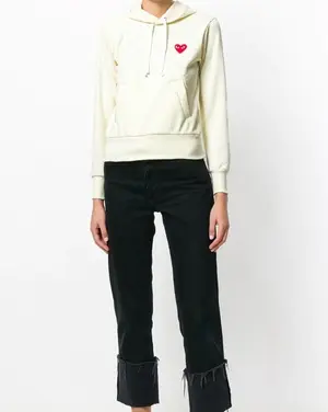 Play Comme Des Garcon Embroidered Heart Logo Hoodie