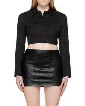 MARINE SERRE Moon Diamant-jacquard Cropped Jacket