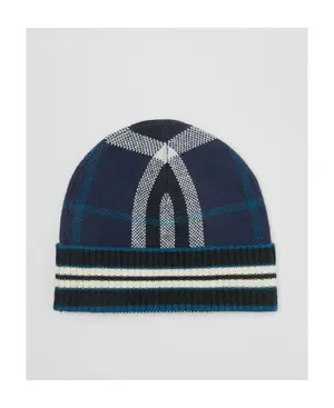 Burberry Check And Stripe Cashmere Beanie