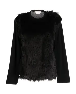 Comme Des Garçons T-shirt With Round Neck And Long Sleeves - Black