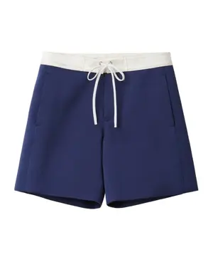 Miu Miu Contrasting-waistband Drawstring Satin Shorts - Blue