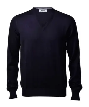 GRAN SASSO V-neck Knitted Pullover - Black