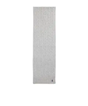 Polo Ralph Lauren Logo Embroidered Cable Knitted Scarf - Grey
