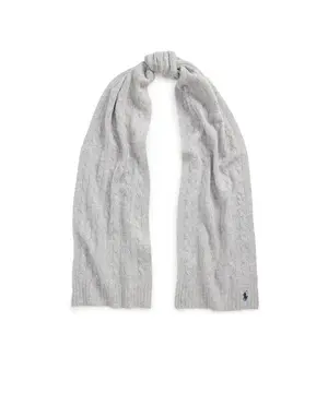 Polo Ralph Lauren Logo Embroidered Cable Knitted Scarf