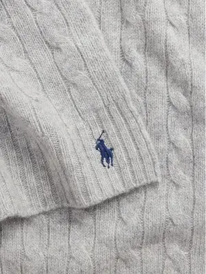 Polo Ralph Lauren Logo Embroidered Cable Knitted Scarf