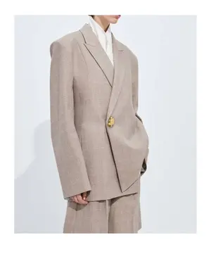 Bottega Veneta Prince Of Wales Wool Jacket - Silt/plaster