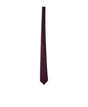Saint Laurent Striped Logo Patch Tie - Brown
