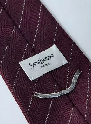 Saint Laurent Striped Logo Patch Tie