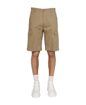 Carhartt Work In Progress Bermuda Cargo Shorts With Logo Detail - Brown