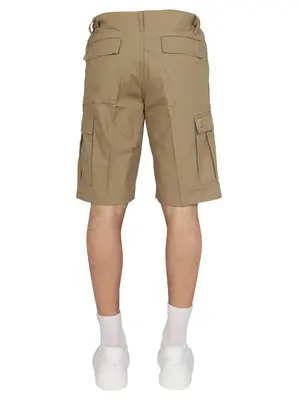 Carhartt Work In Progress Bermuda Cargo Shorts With Logo Detail - Brown