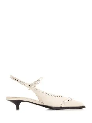 Miu Miu Brogue Slingback Heeled Pumps - White