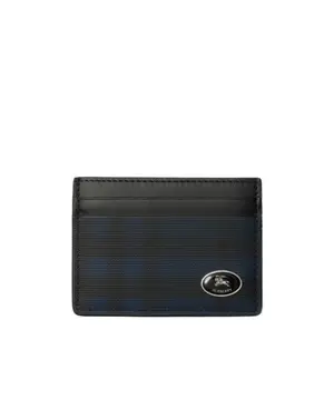 Burberry Check Card Case - Navy Blue