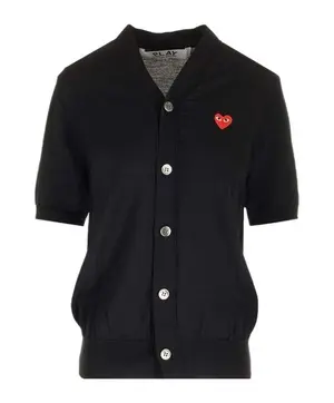 Play Comme Des Garcon Comme Des Garçons Play Heart Motif Short Sleeved Cardigan - Black