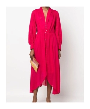 FORTE_FORTE Long Sleeve V-neck Dress With Irregular Hem