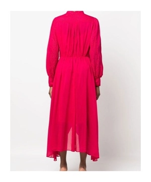 FORTE_FORTE Long Sleeve V-neck Dress With Irregular Hem