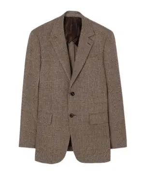 BURBERRY Burberry Checked Wool Linen Blend Sloane Tailored Jacket