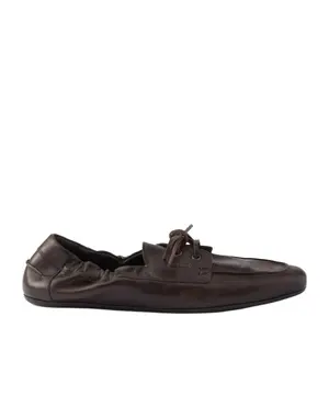 Prada Leather Lace-up Boat Shoes