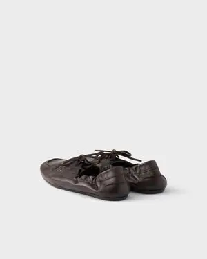 Prada Leather Lace-up Boat Shoes