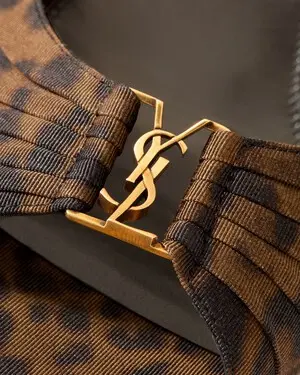 Saint Laurent Babylone Mules In Leopard Grosgrain