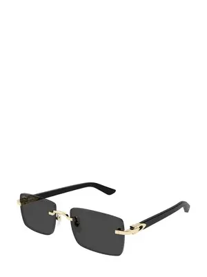 Cartier Frameless Rectangular Sunglasses - Black