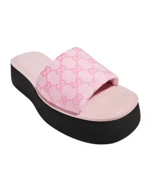 Gucci Flatform Slide Sandals - Pink