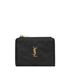 Saint Laurent Niki Bi-fold Wallet In Vintage Leather - Black