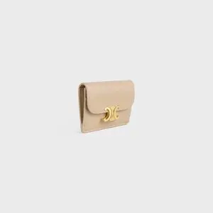 Celine Card Holder With Flap Triomphe In Shiny Calfskin