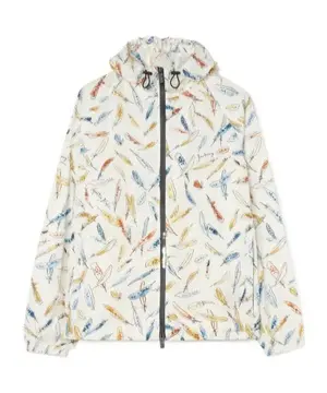 Burberry Feather Print Nylon Hooded Jacket