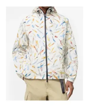 Burberry Feather Print Nylon Hooded Jacket