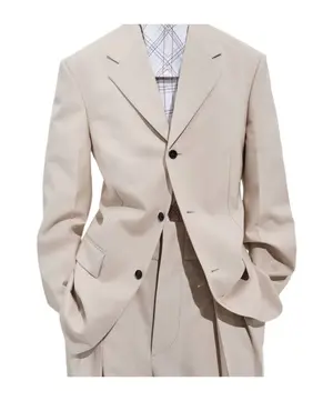 Bottega Veneta Wool And Cotton Jacket - Beige/light Blue
