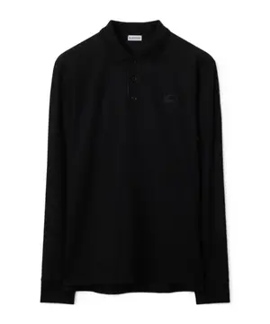 Burberry Long-sleeve Cotton Polo Shirt - Black