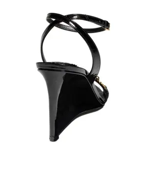 Gucci Donna Wedge Sandal With Horsebit Detail - Black