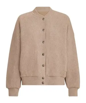 Brunello Cucinelli Cashmere English-rib-knit Bomber Jacket With Thermore Padding - Nude