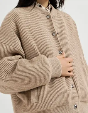 Brunello Cucinelli Cashmere Rib-knit Bomber Jacket - Nude